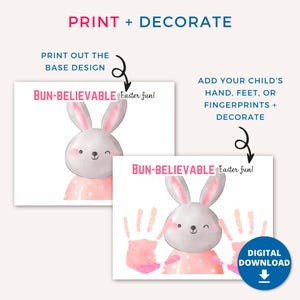 Easter Handprint Craft, Printable Easter Bunny Handprint Art for Kids ...