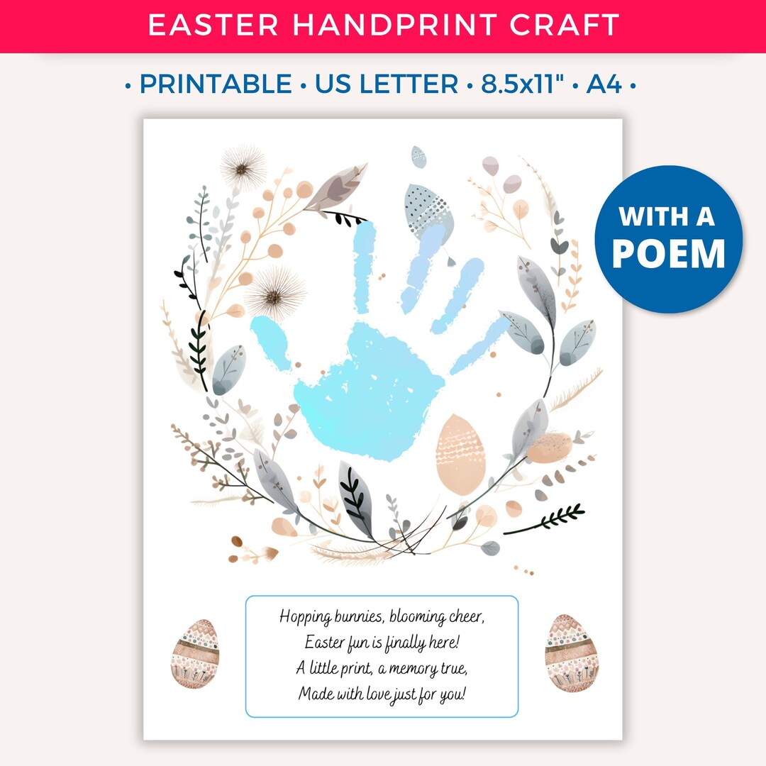 Easter Handprint Craft, Printable Easter Handprint Art for Kids Toddler ...