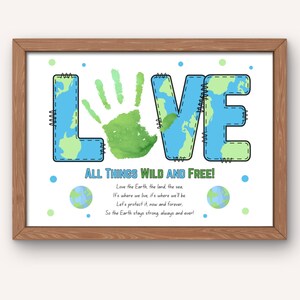 Earth Day Handprint Craft Art for Kids Toddler, Printable DIY Earth Day ...