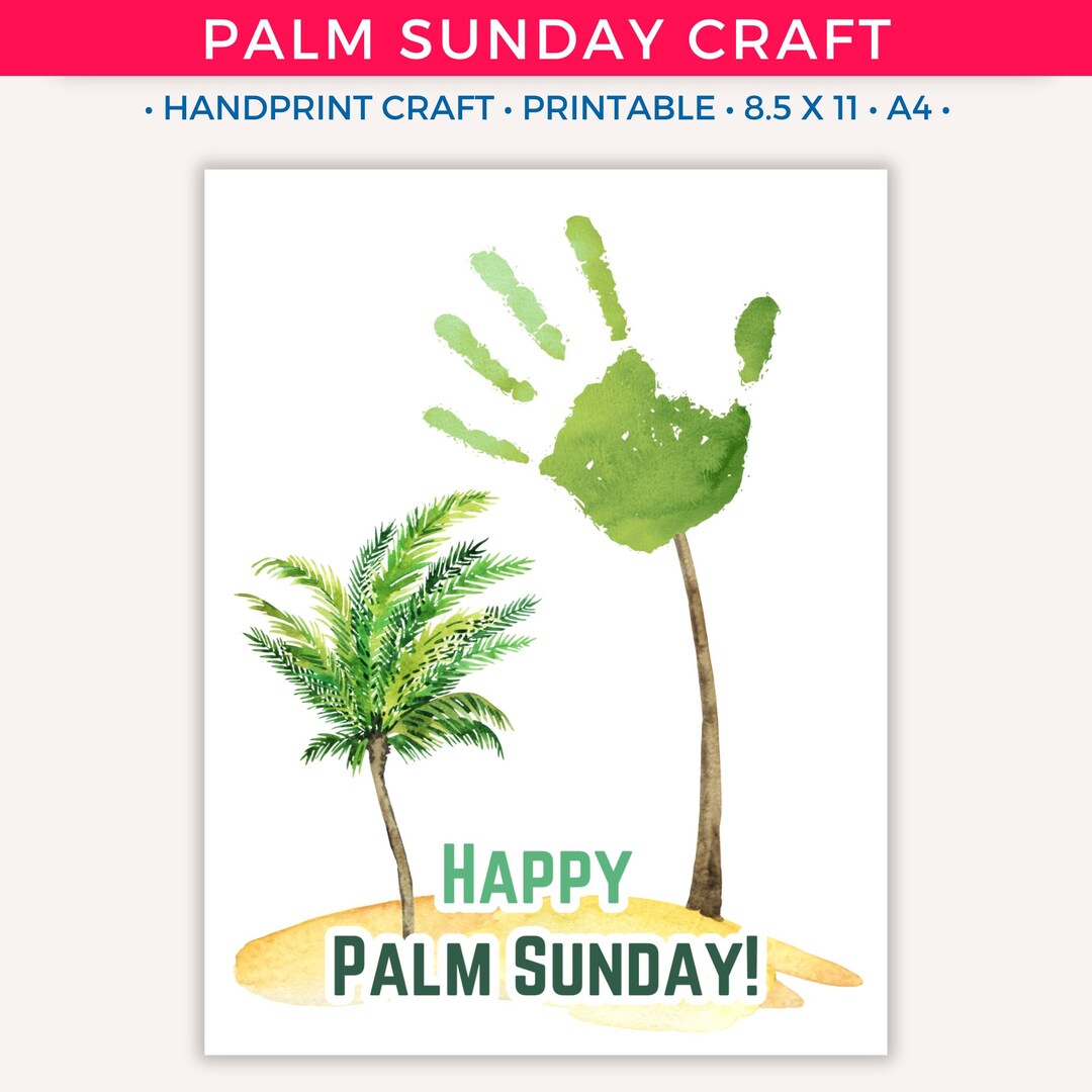 Palm Sunday Handprint Art Craft, Printable Palm Sunday Craft for Kids ...