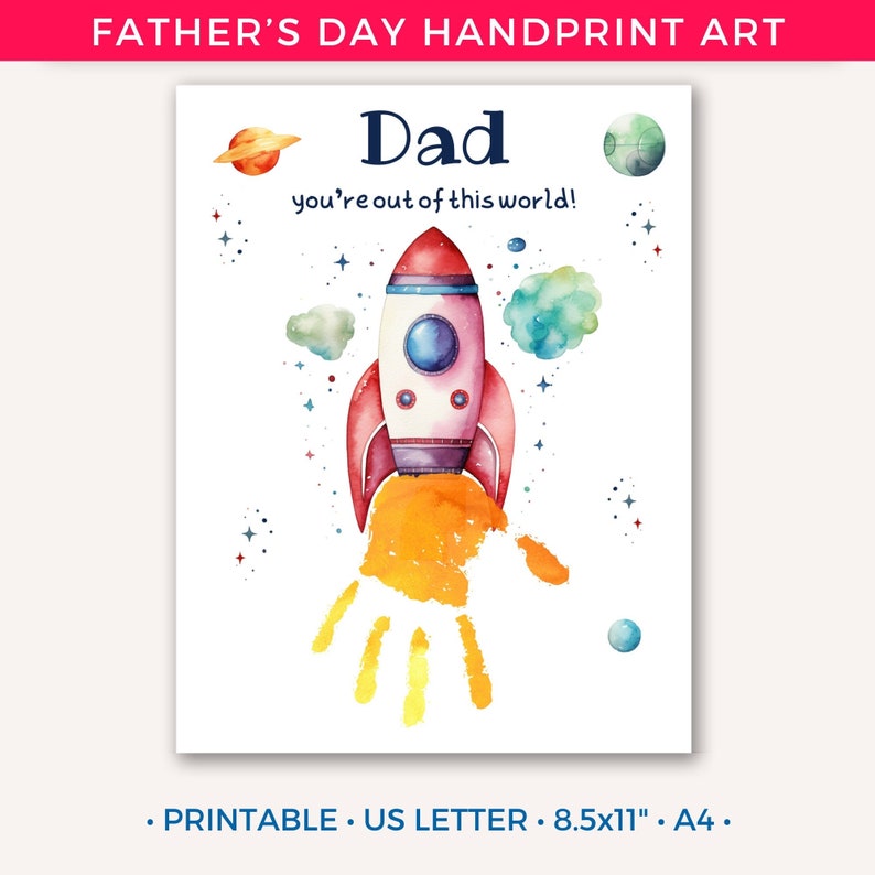 Fathers Day Printable Handprint Craft, Fathers Day Handprint Art DIY ...