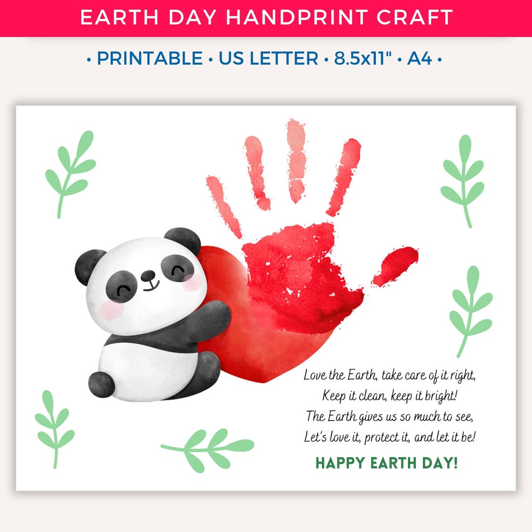 Earth Day Handprint Craft Art for Kids Toddler, Printable DIY Earth Day ...