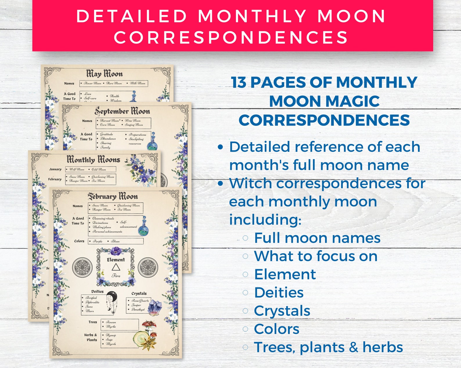 Moon Magick & Witch Moon Phases Calendar Witchcraft - Etsy