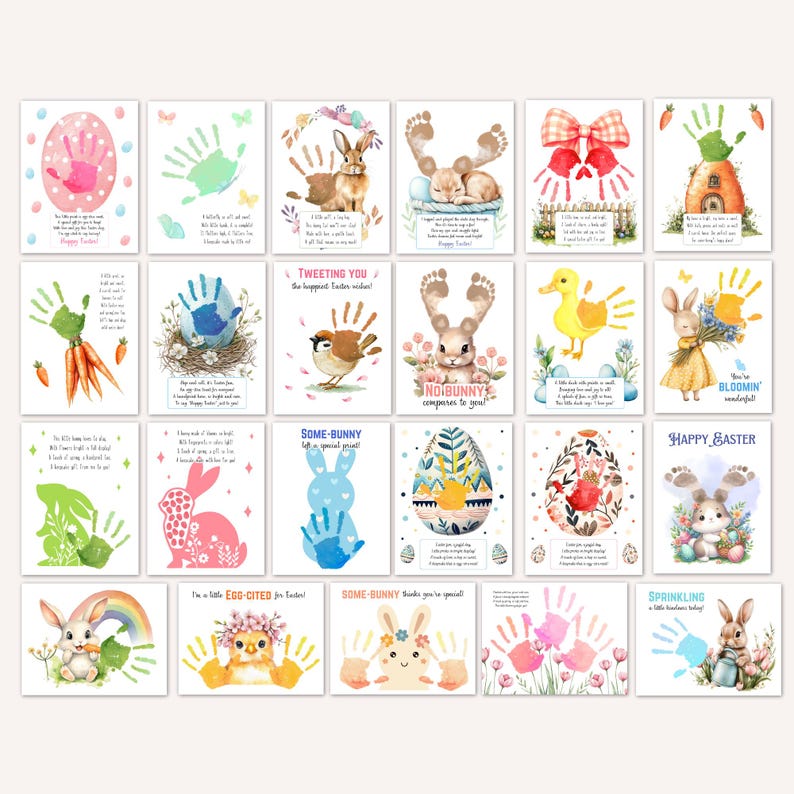 90 Easter Handprint Art Bundle, Easter Bunny Handprint Craft for Kids ...