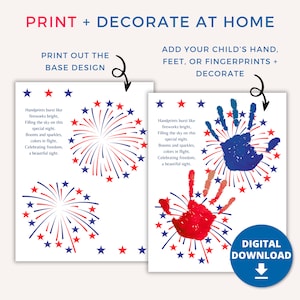 4th of July Handprint Printable Craft, 4th of July Handprint Art ...