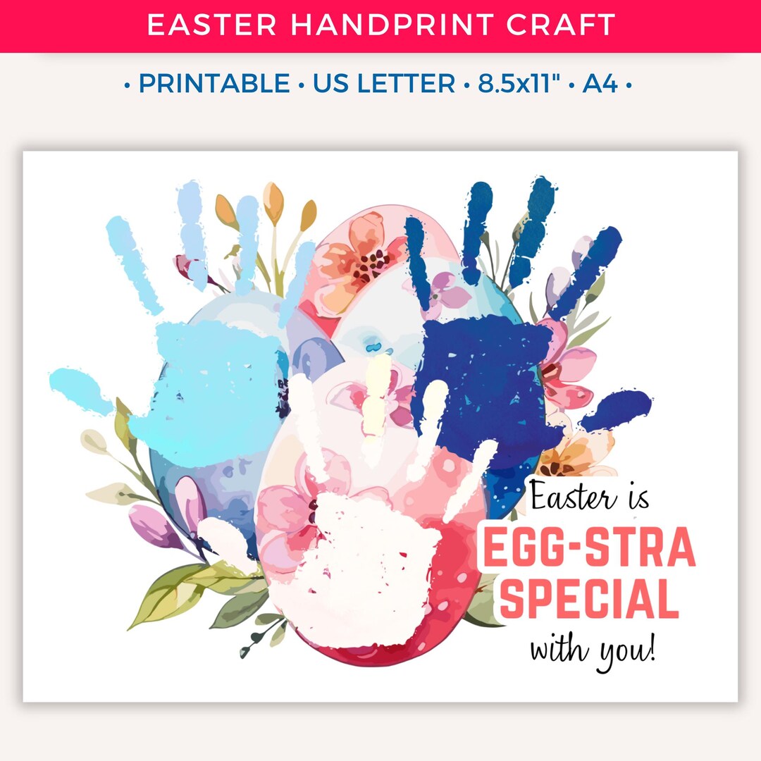 Easter Egg Handprint Craft Art, DIY Printable Craft for Kids, Toddler ...