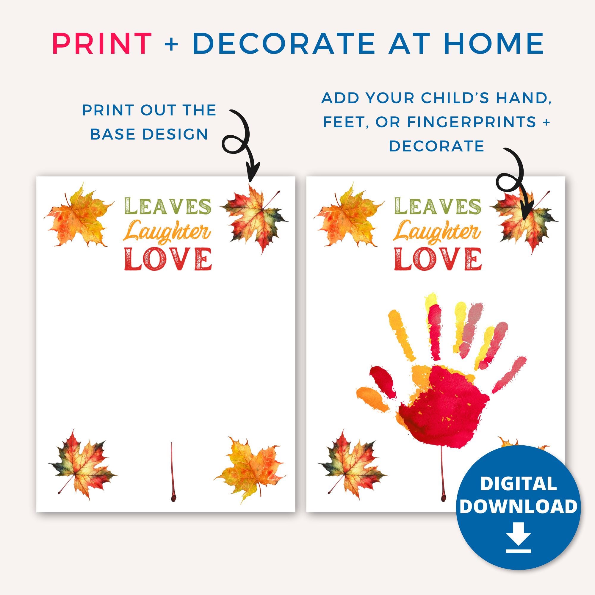 Fall Handprint Art, Fall Handprint Craft Printable for Kids Toddler ...