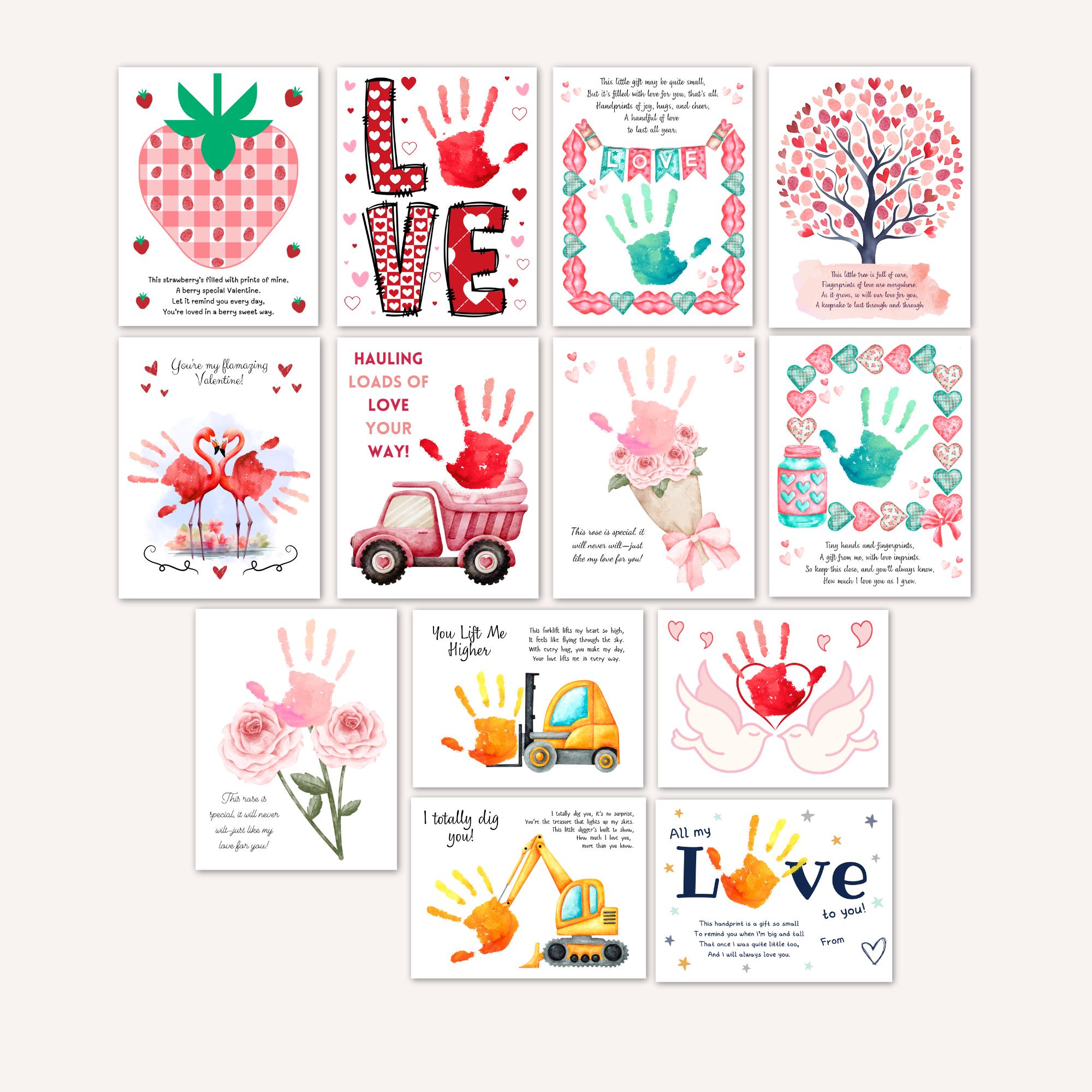 Valentine's Day Handprint Art Craft Bundle, Valentine Keepsake for Kids ...