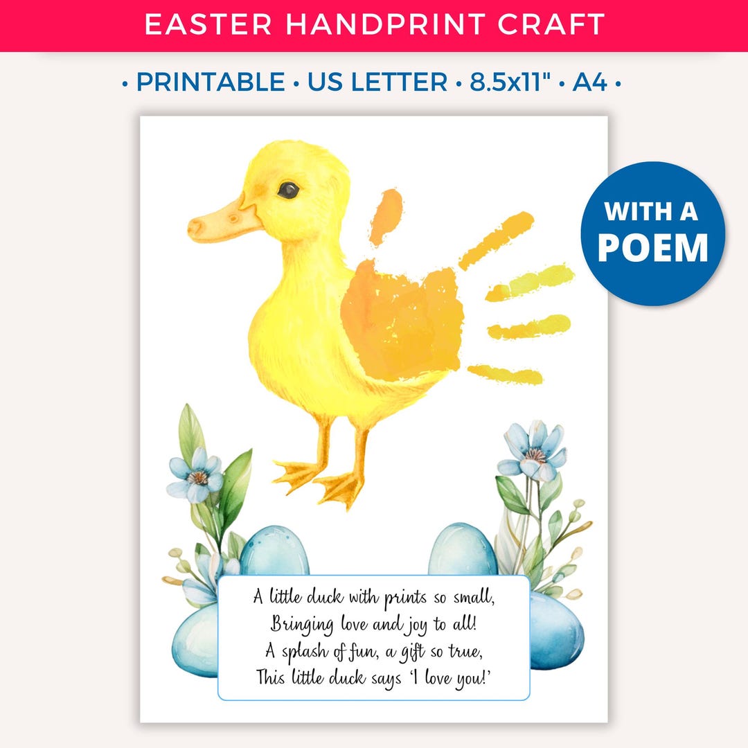 Easter Handprint Craft, Printable Easter Handprint Art for Kids Toddler ...