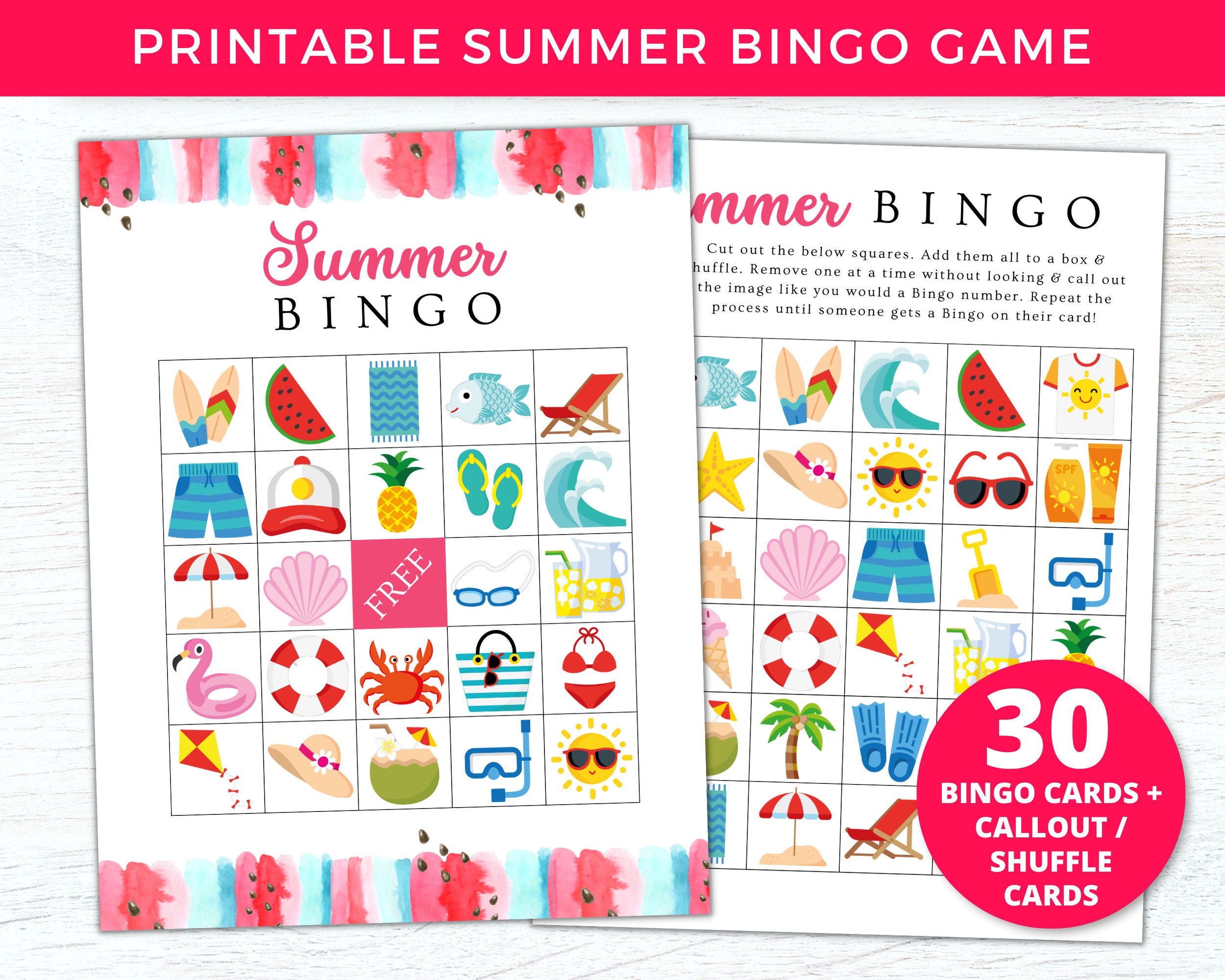 Summer Bingo Printable Summer Activities Games for Families - Etsy