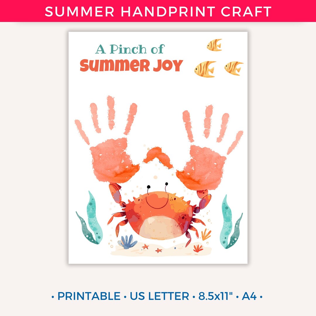 Summer Handprint Printable Craft, Summer Handprint Art, Summer Crafts ...