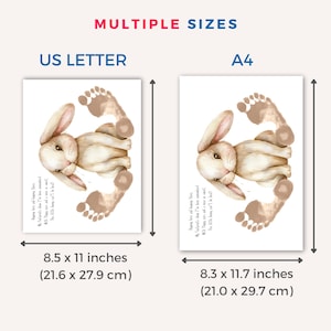 Easter Bunny Footprint Art, DIY Printable Craft for Kids, Toddler ...
