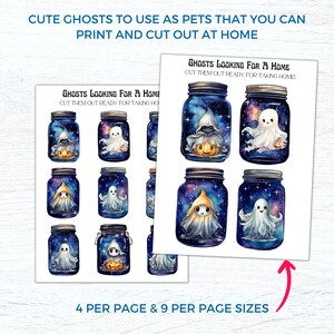 Adopt a Ghost Party Favors Printables, Halloween Ghost Activities, Pet ...