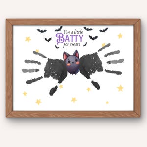 Halloween Handprint Art, Bat Halloween Handprint Craft Printable for ...