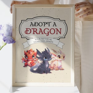 Adopt a Dragon Party Favors Printables, Pet Dragon Adoption Certificate, Adopt a Pet Dragon ...