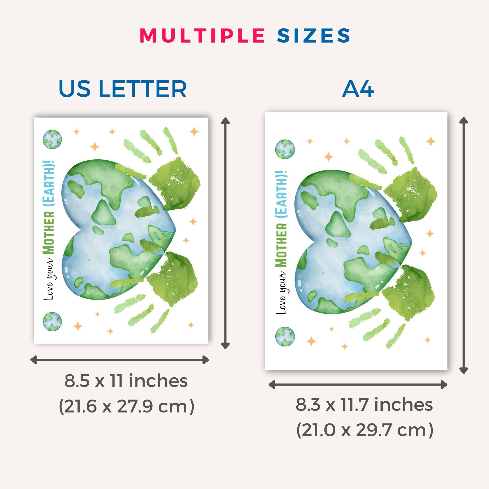 Earth Day Handprint Craft Art for Kids Toddler, Printable DIY Earth Day ...