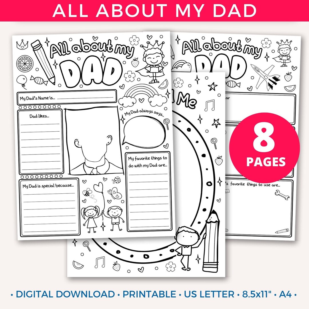 All About My Dad, Fathers Day Printable Craft, My Daddy Poem Kids ...