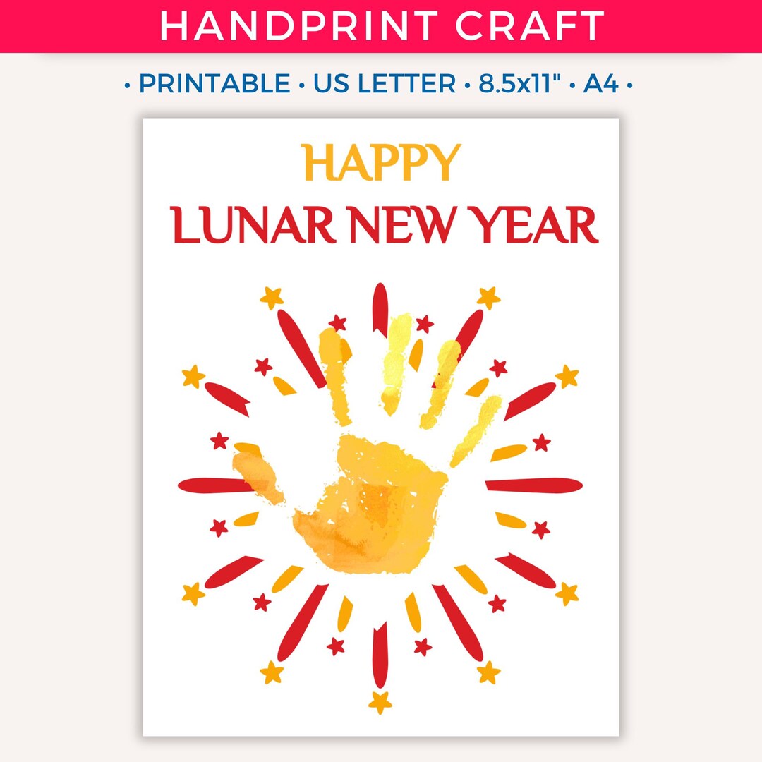 Lunar New Year Handprint Printable Craft 2025, Chinese New Year ...
