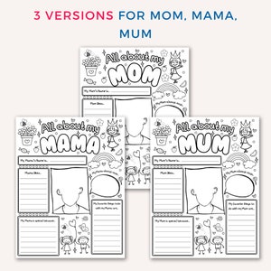 All About My Mom Coloring Page, Mom Printable Activity, Mothers Day ...