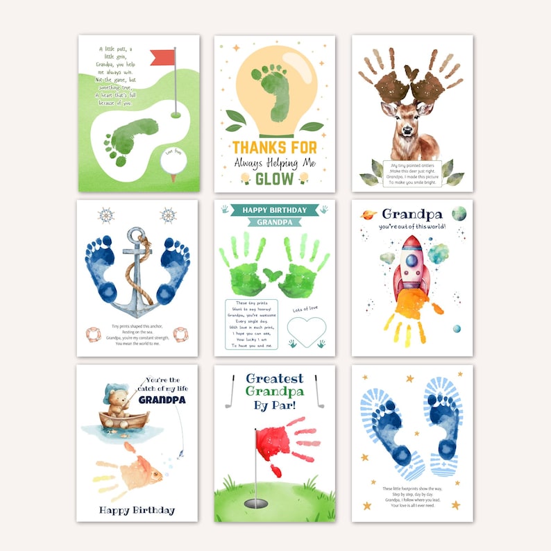 Grandpa Handprint Birthday Card Craft, Handprint Art DIY Birthday Gift ...