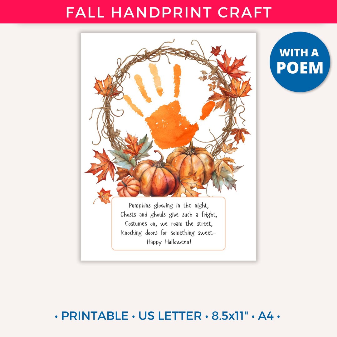 Halloween Handprint Art, Halloween Handprint Craft Printable for ...