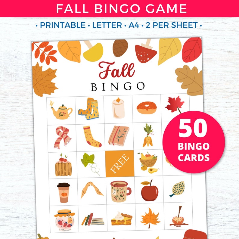Fall Bingo Printable Cards, Family Thanksgiving Bingo, Autumn Games for ...
