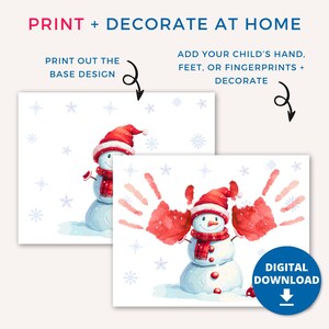 Winter Snowman Handprint Art, Winter Handprint Craft Printable for Kids ...
