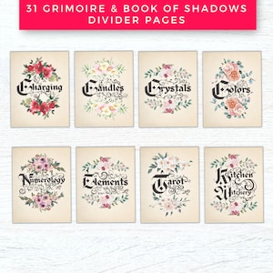 Witchy Planner Dividers, Book of Shadows Title Pages, Printable Digital ...