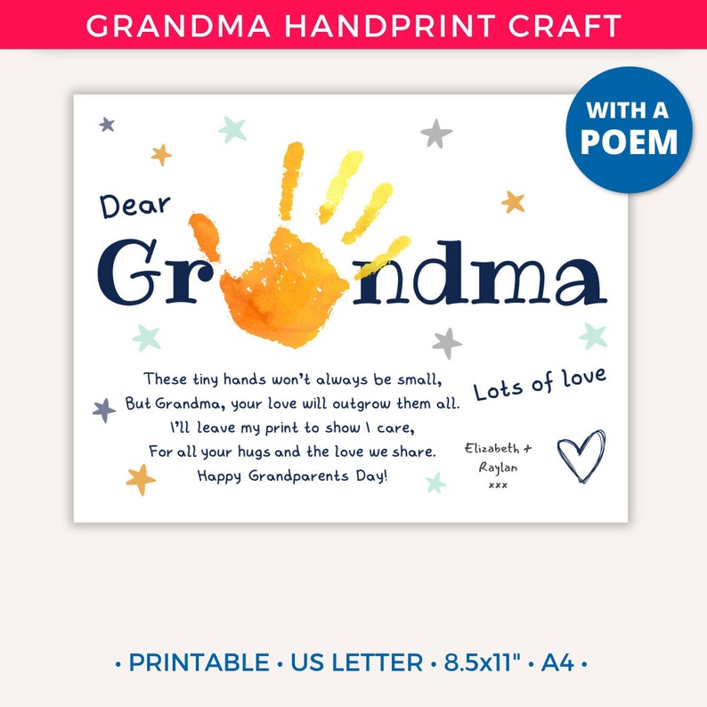 Grandparents Day Handprint Printable Craft, Grandma Handprint Art ...