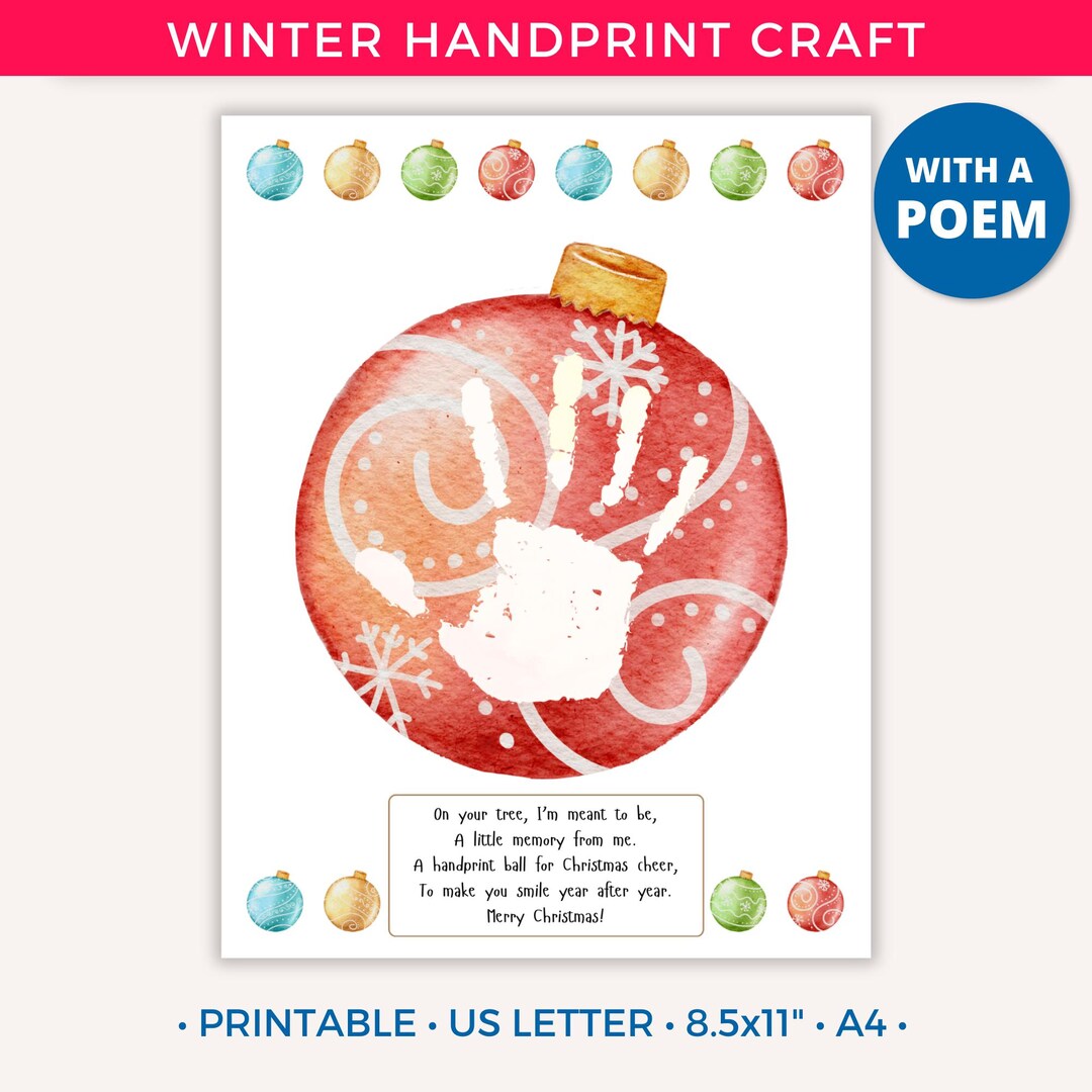 Christmas Handprint Craft, Christmas Handprint Art Printable for ...