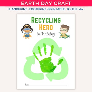Earth Day Handprint Art Craft for Kids Toddlers, Printable Earth Day ...
