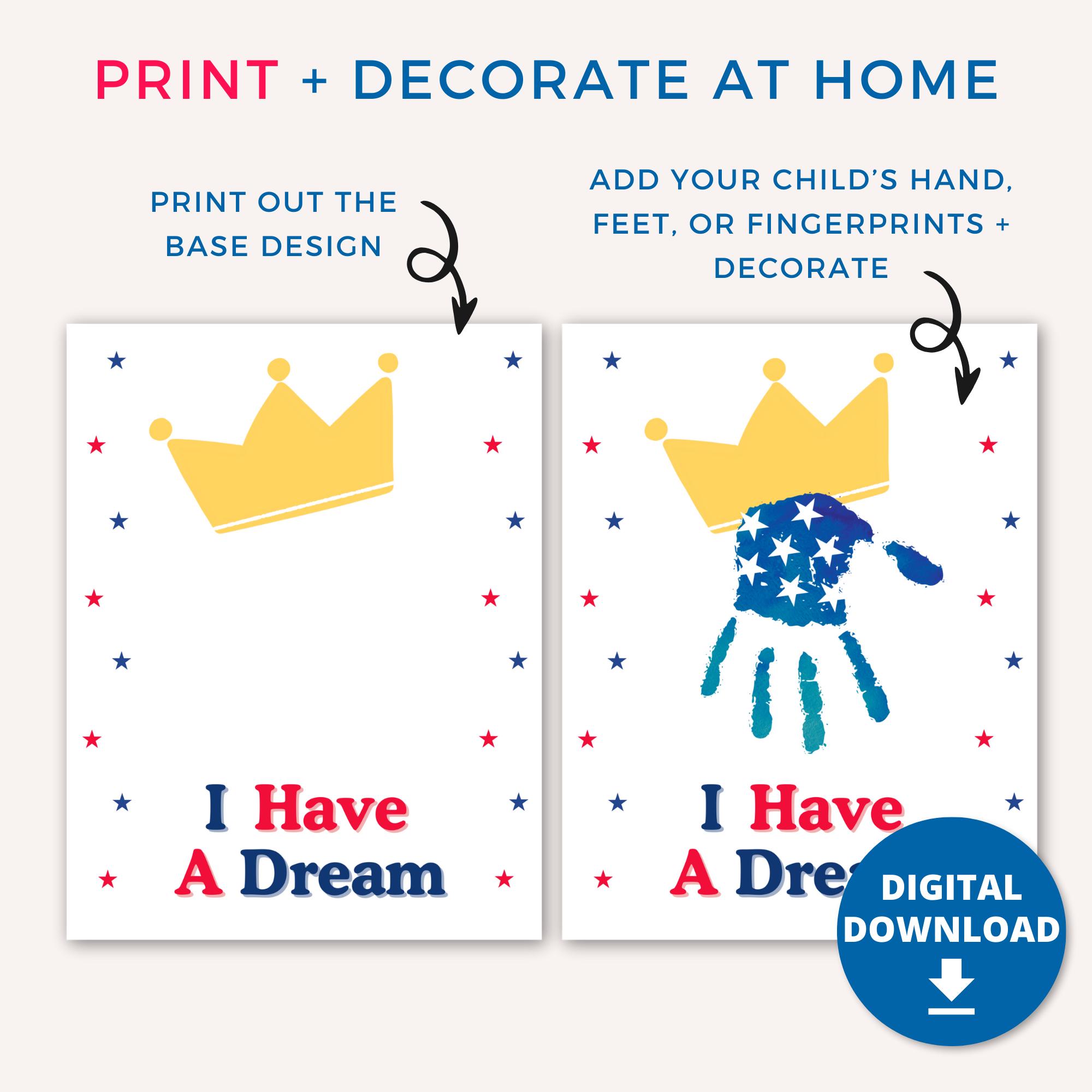 Martin Luther King Day Handprint Art, MLK Handprint Craft, Printable ...