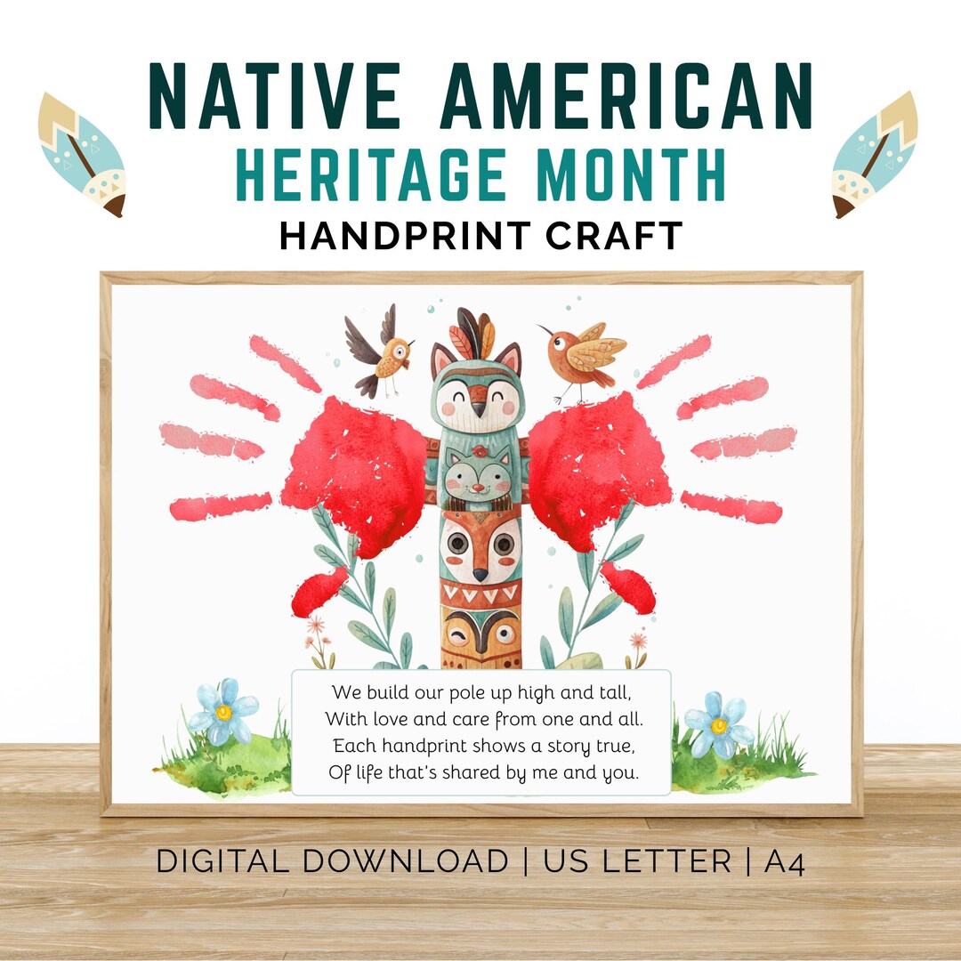 Native American Totem Handprint Crafts Art for Kids, Native American ...
