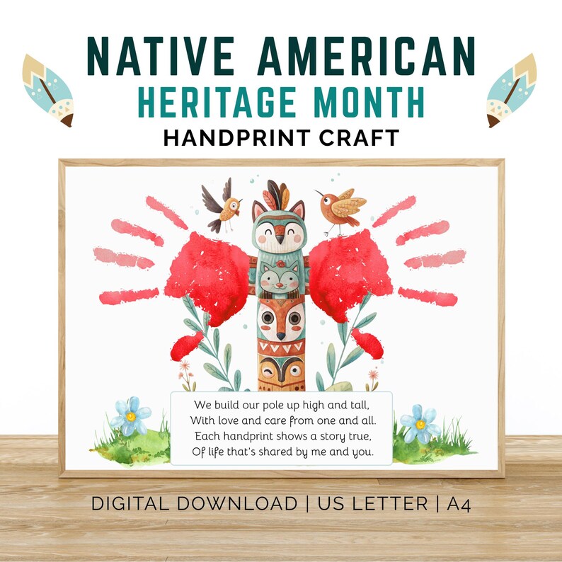 Native American Totem Handprint Crafts Art for Kids, Native American ...