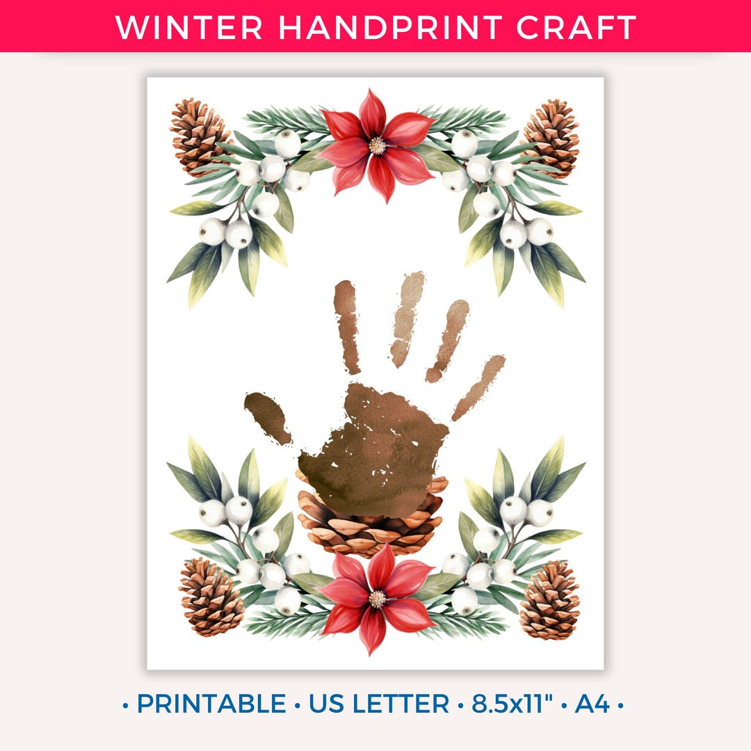 Winter Handprint Art, Winter Handprint Craft Printable for Kids ...