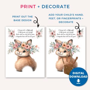 Easter Handprint Craft, Printable Easter Bunny Handprint Art for Kids ...