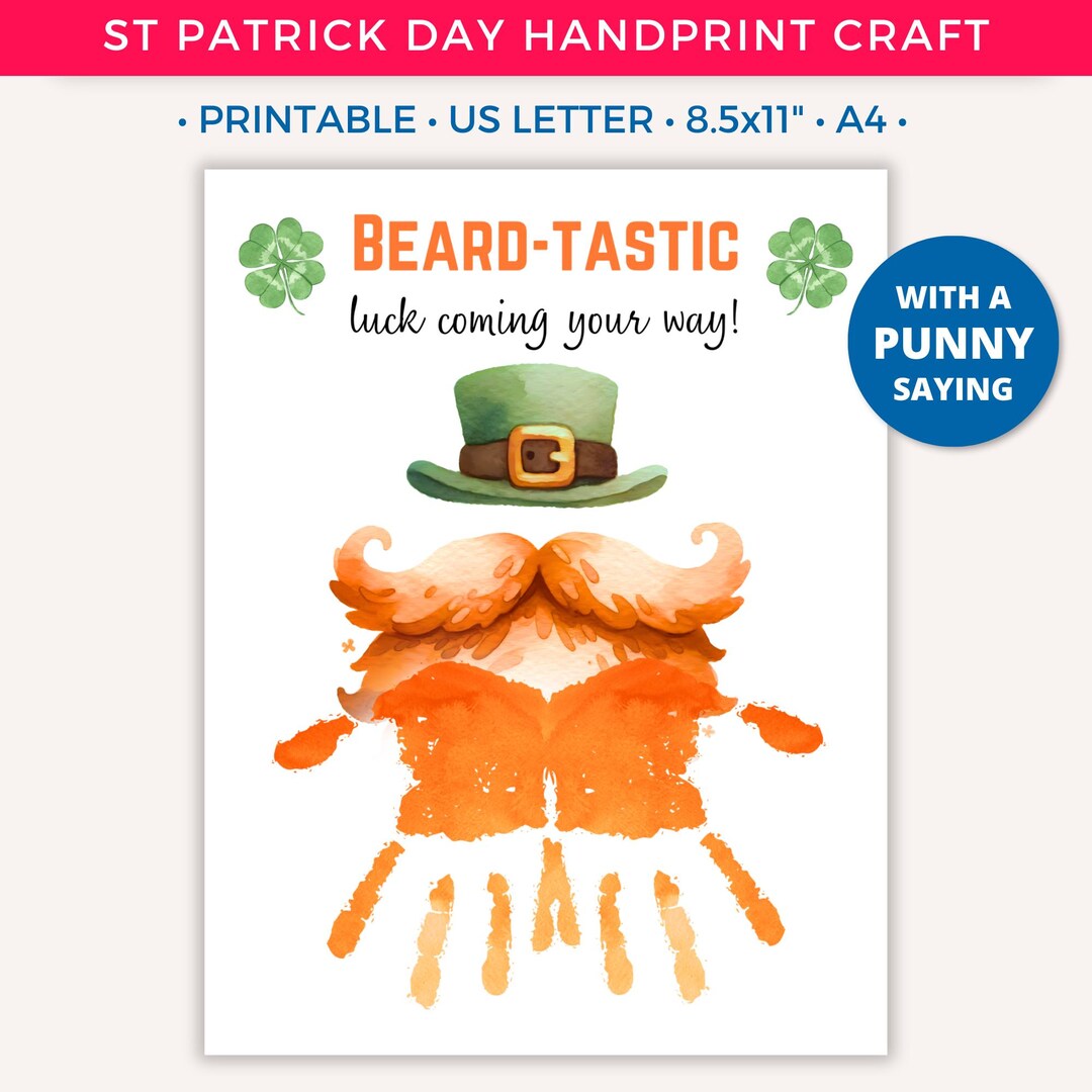 St Patricks Day Handprint Craft, Printable Handprint Art for Kids ...
