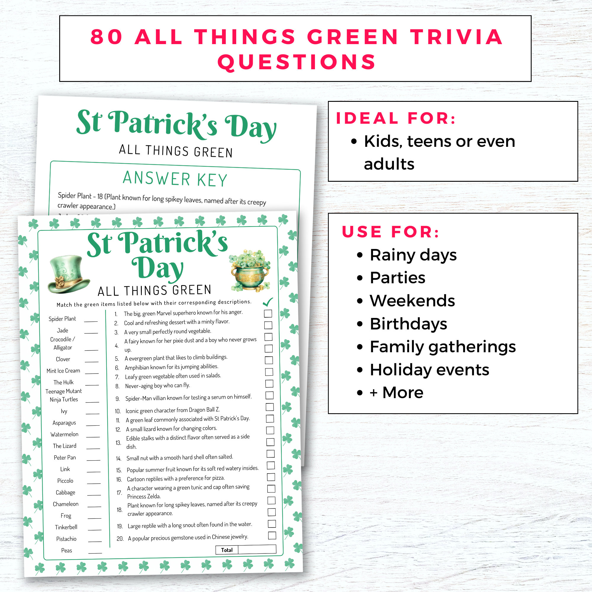 St Patricks Day Games Printable, Fun St Patricks Day Party Game for ...