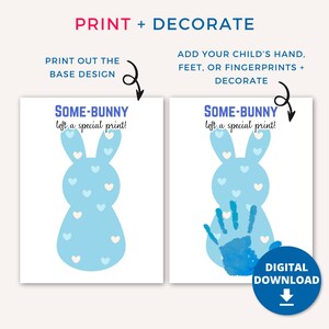 Easter Bunny Handprint Art, DIY Printable Craft for Kids, Toddler ...