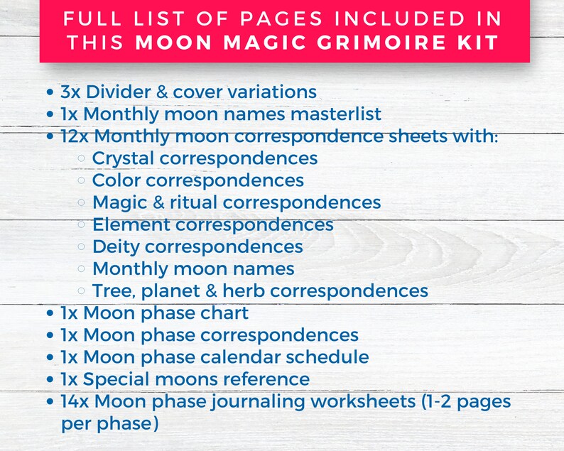 Moon Magick & Witch Moon Phases Calendar Witchcraft - Etsy