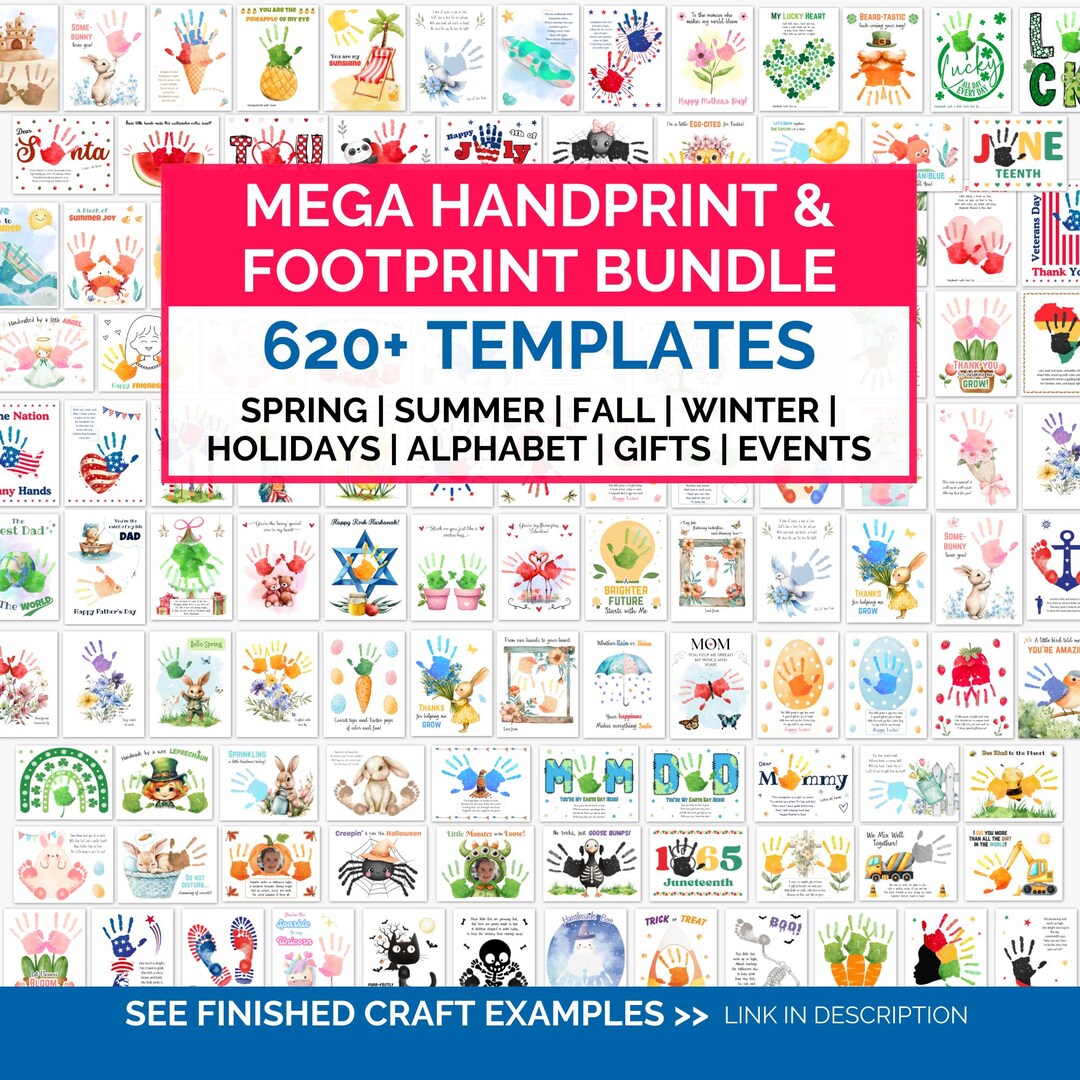 Mega Handprint Craft Bundle, Handprint Craft for Kids Toddler ...