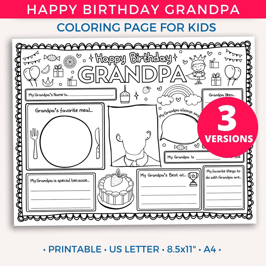 Happy Birthday Grandpa Coloring Page, All About Grandpa Printable Kids ...