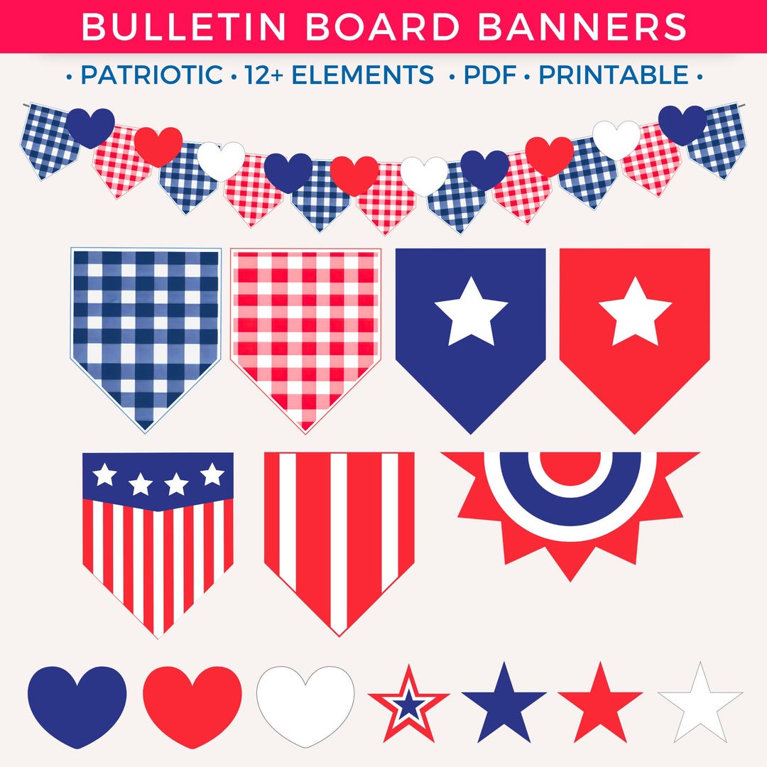 Classroom Bulletin Board Banners, Patriotic Classroom Decor, Printable ...
