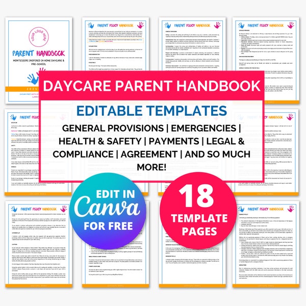 Daycare Parent Handbook Cover Page - Etsy