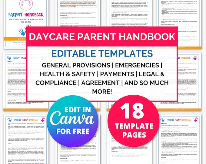 Daycare Parent Handbook, Childcare Enrollment Forms, Daycare Policies ...