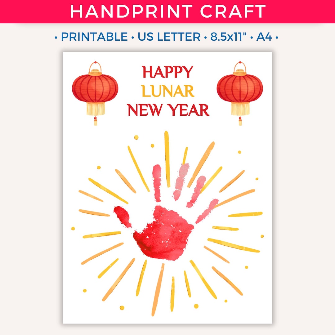 Chinese New Year Handprint Printable Craft, Lunar New Year Handprint ...