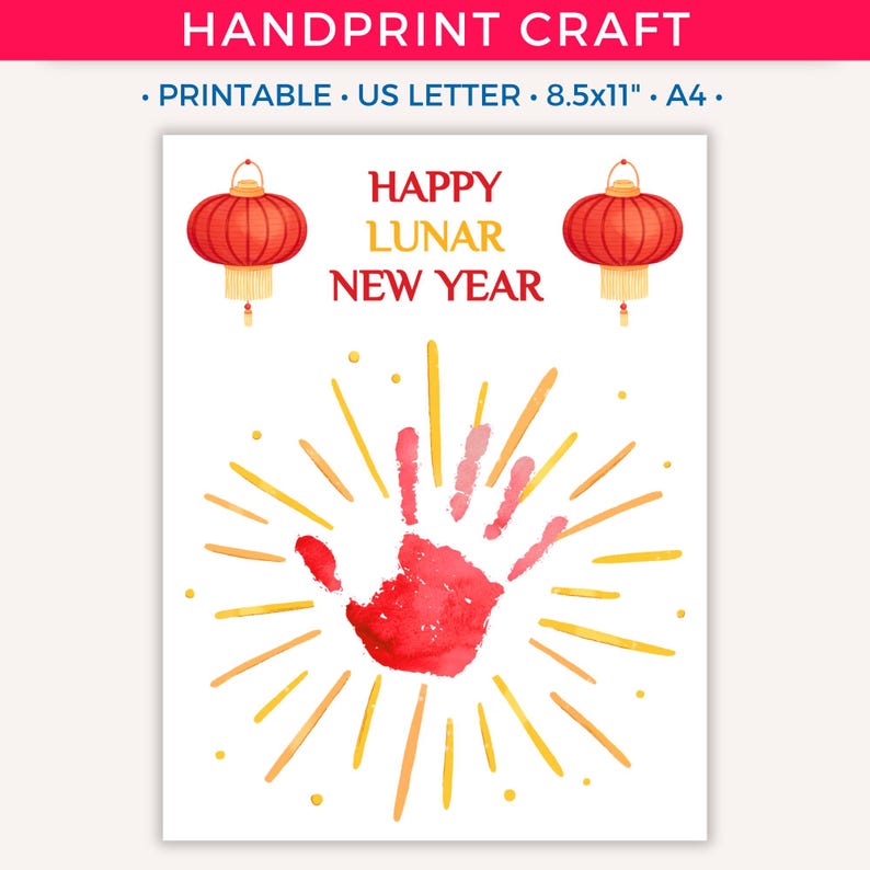 Chinese New Year Handprint Printable Craft, Lunar New Year Handprint ...