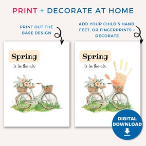 Spring Handprint Art Bundle, Flower Handprint Bouquet Printables ...