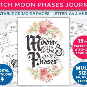Moon Phases Printable Witch Magic Grimoire Pages Witchcraft - Etsy