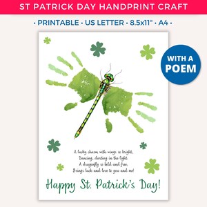 St Patricks Day Handprint Craft, DIY Printable Art for Kids, Toddler ...